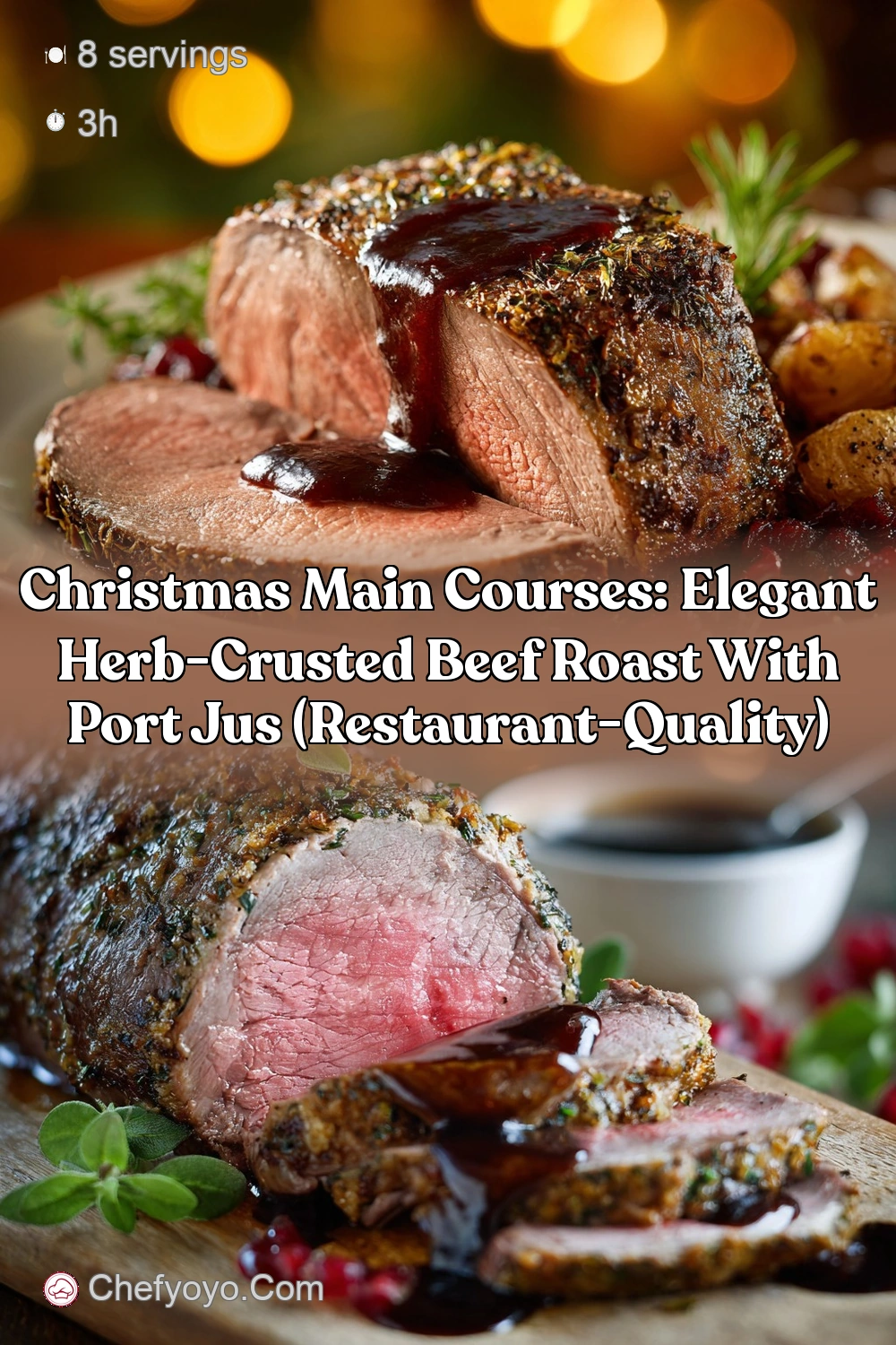Christmas Main Courses: Herb-Crusted Sirloin Roast Port Jus