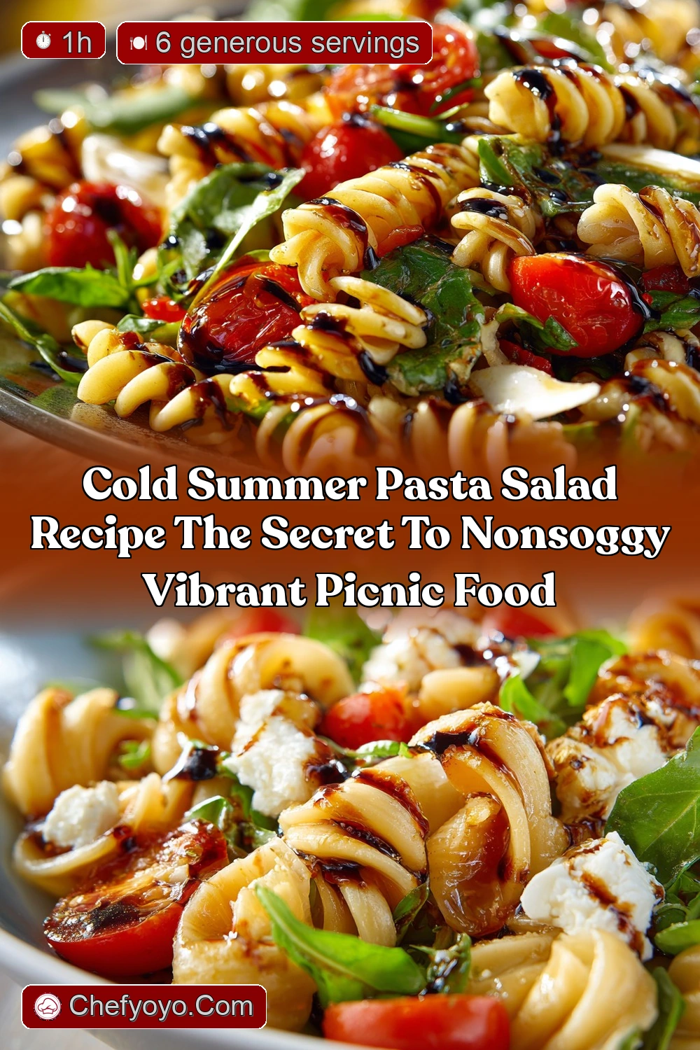 Cold Summer Pasta Riviera Picnic Salad with Sweet Balsamic…