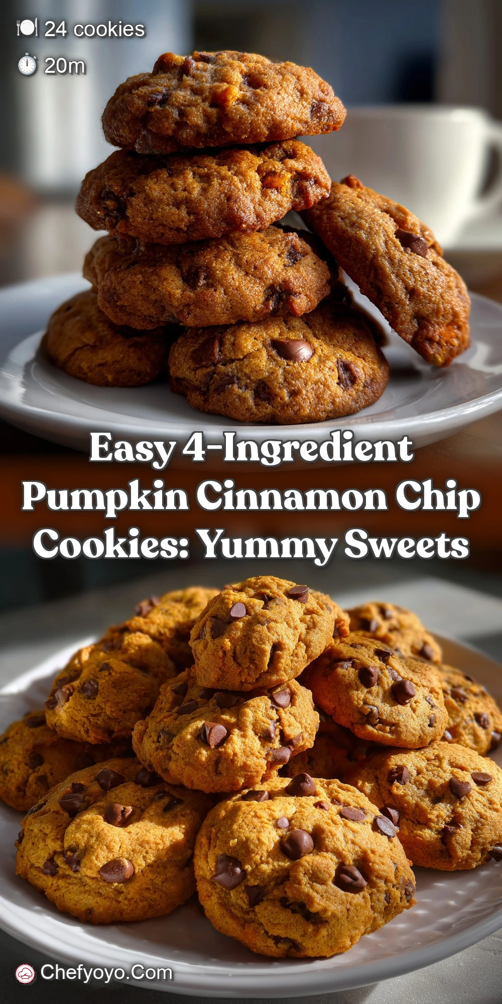 Easy 4-Ingredient Pumpkin Cinnamon Chip Cookies: Soft Fast