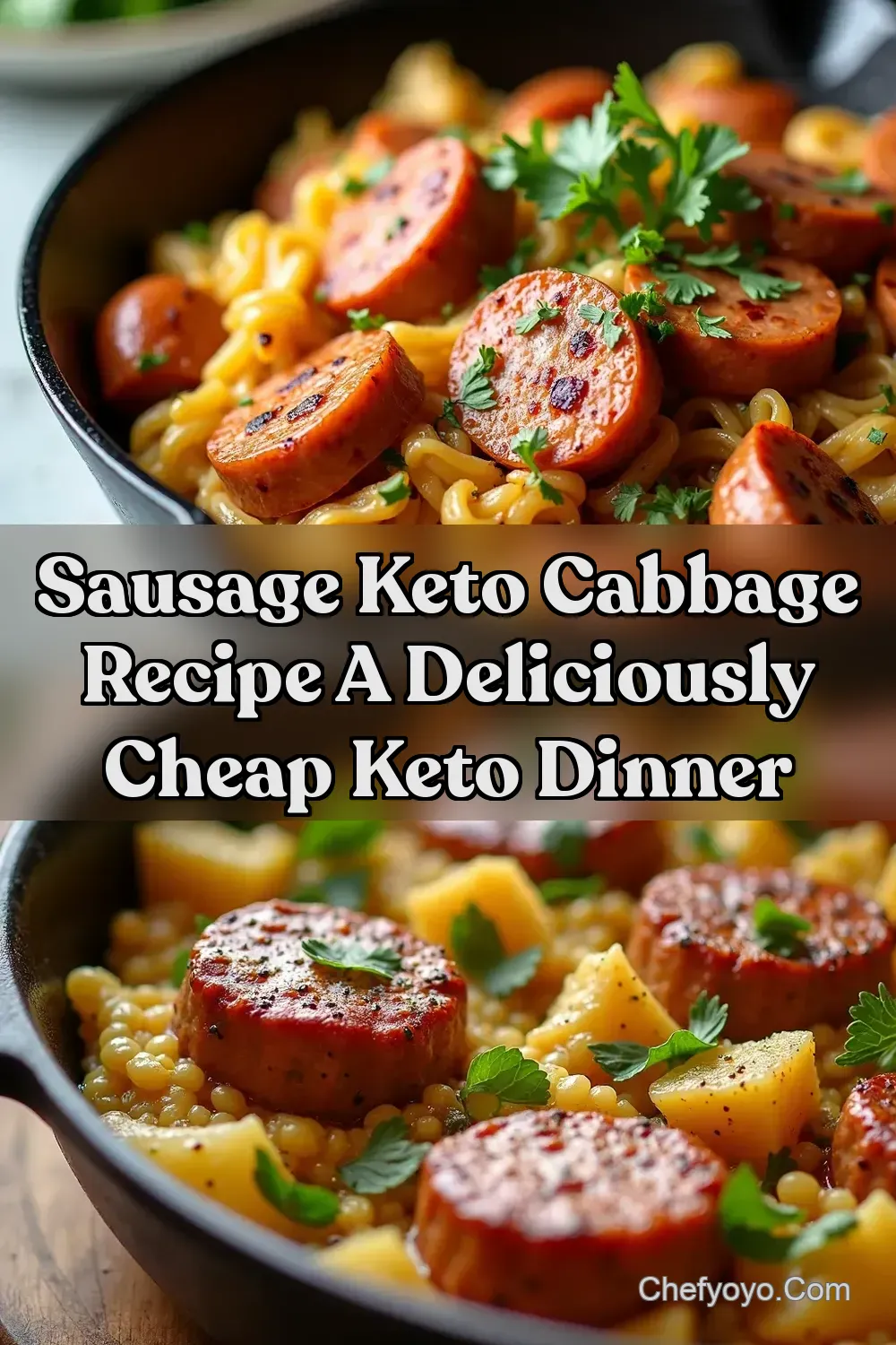 Cheap Keto Dinners Keto Cabbage Sausage Skillet - ChefYoyo