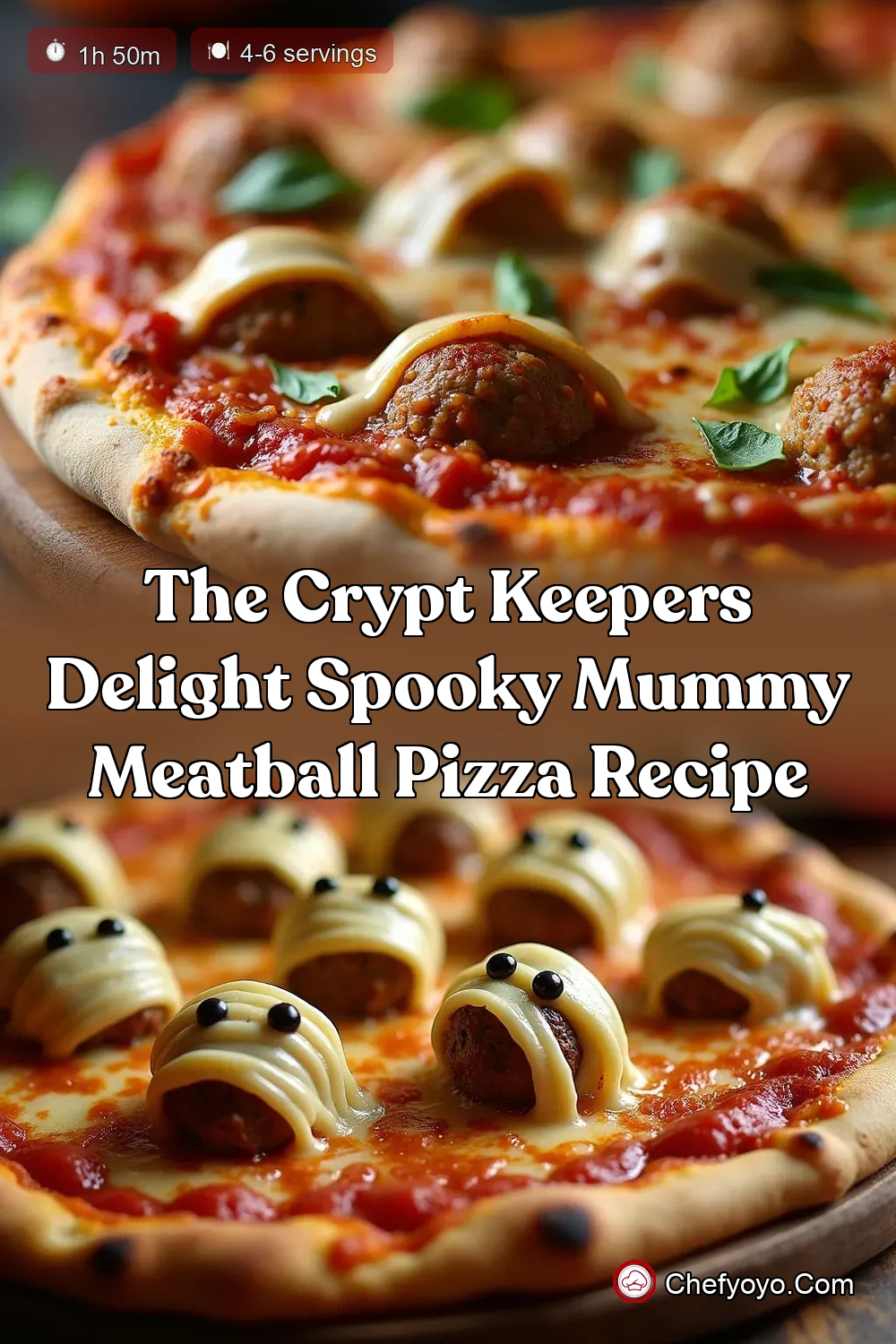 Spooky Mummy Meatball Pizza Fun Halloween Pizza Ideas