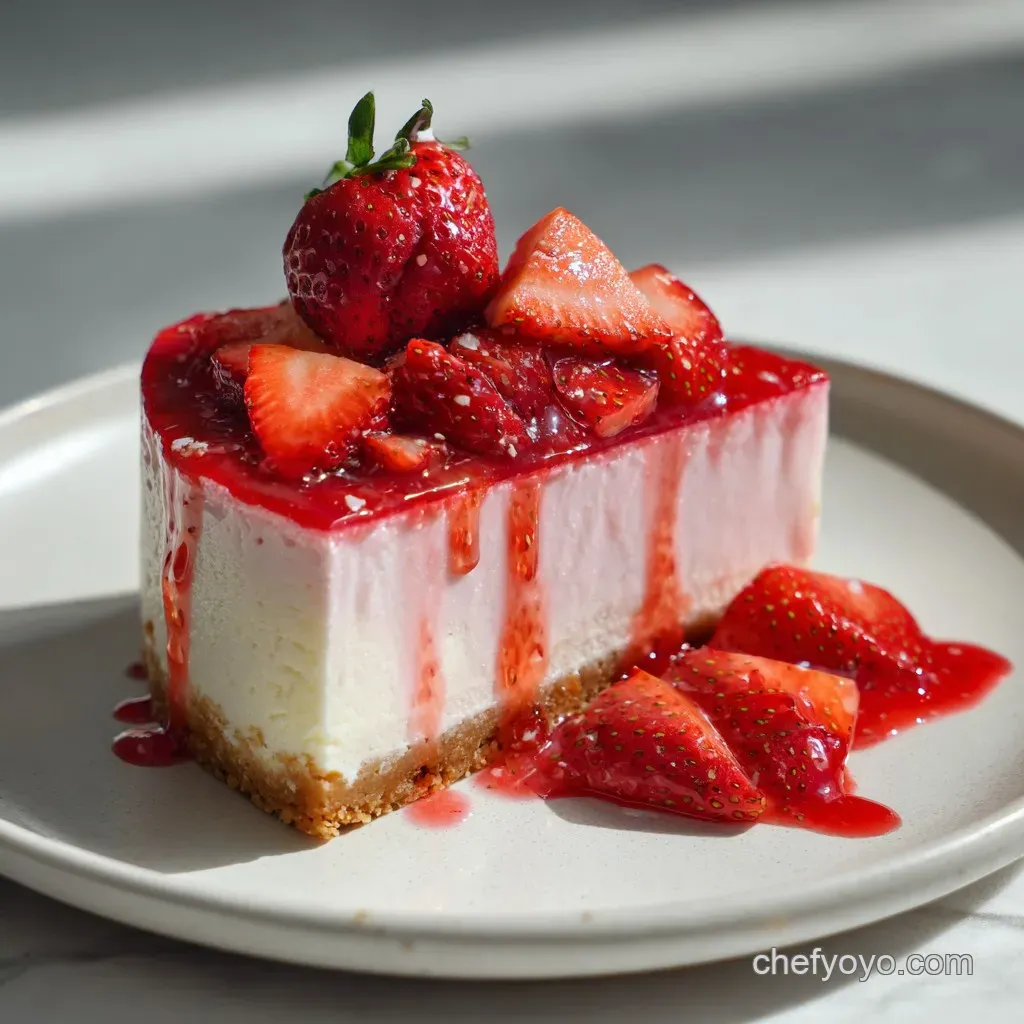 Strawberry Cheesecake Recipe with Silky Finish - ChefYoyo