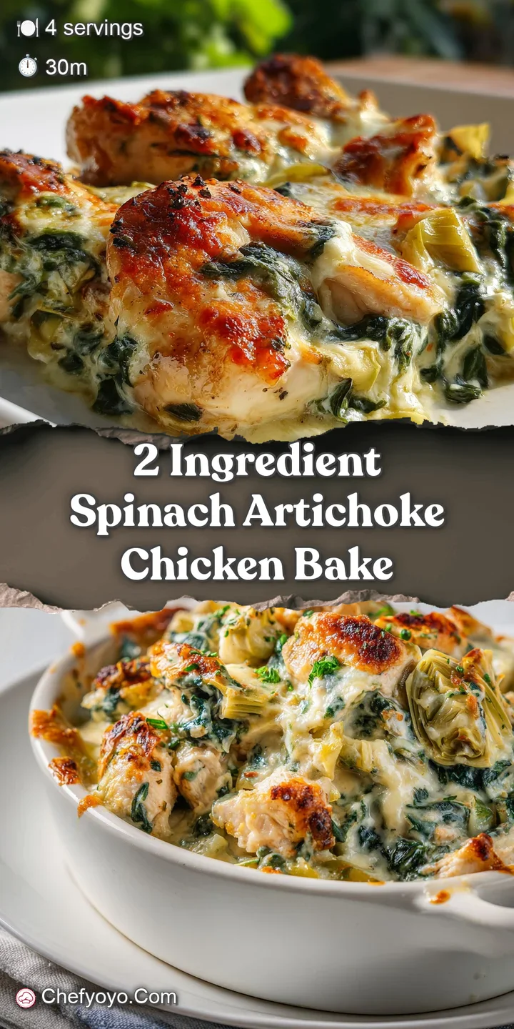 2 Ingredient Spinach Artichoke Chicken Bake Ready in 30 Min…