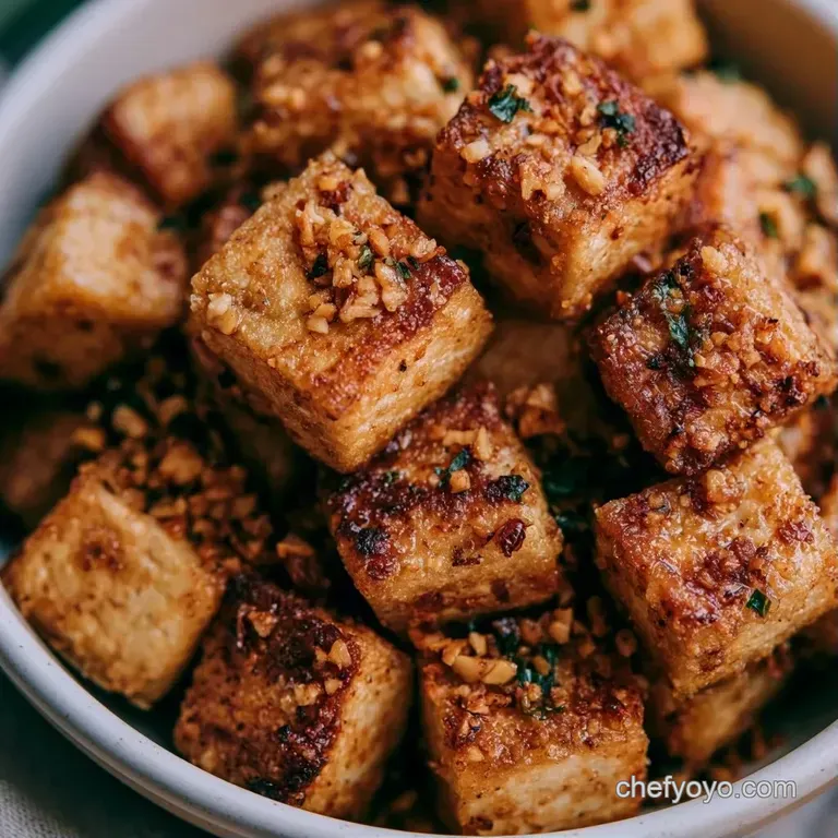 Crispy Pan Fried Garlic Tofu - Chef YoYo